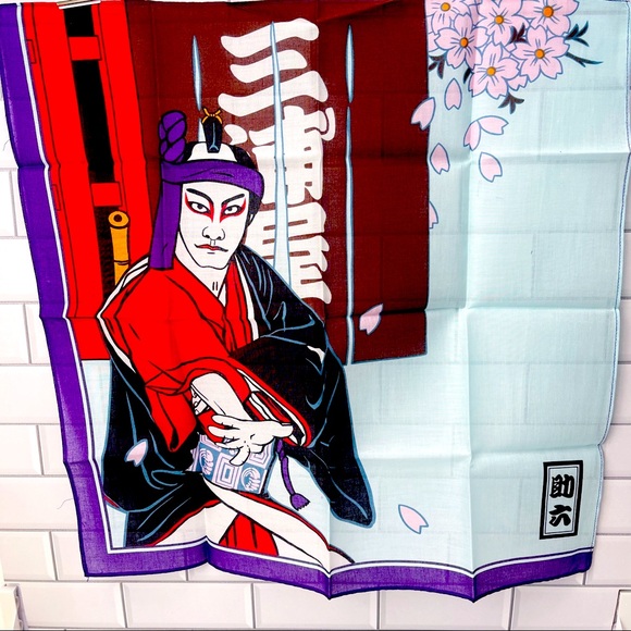 Vintage | Accessories | Vintage Japanese Samurai Scarf Cotton Colorful ...